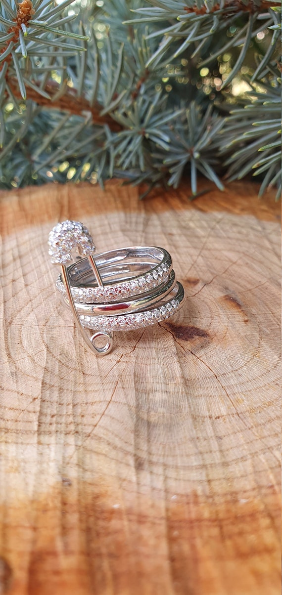 Safety Pin Ring Silver Safety Pin Ring Silver Ring With Pin | Etsy