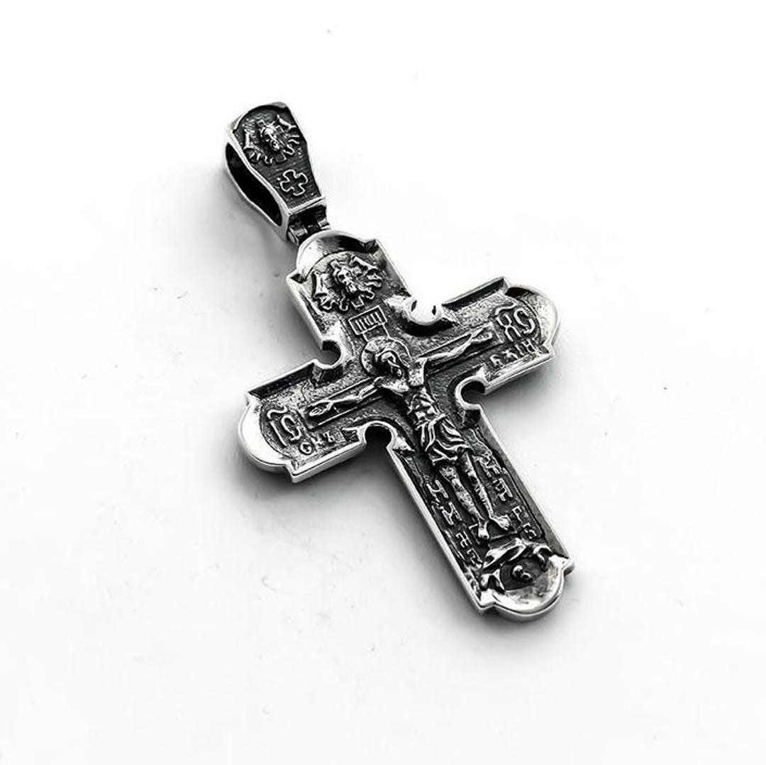 Exclusive Double-sided Silver Cross, Silver Cross With Jesus, Large ...