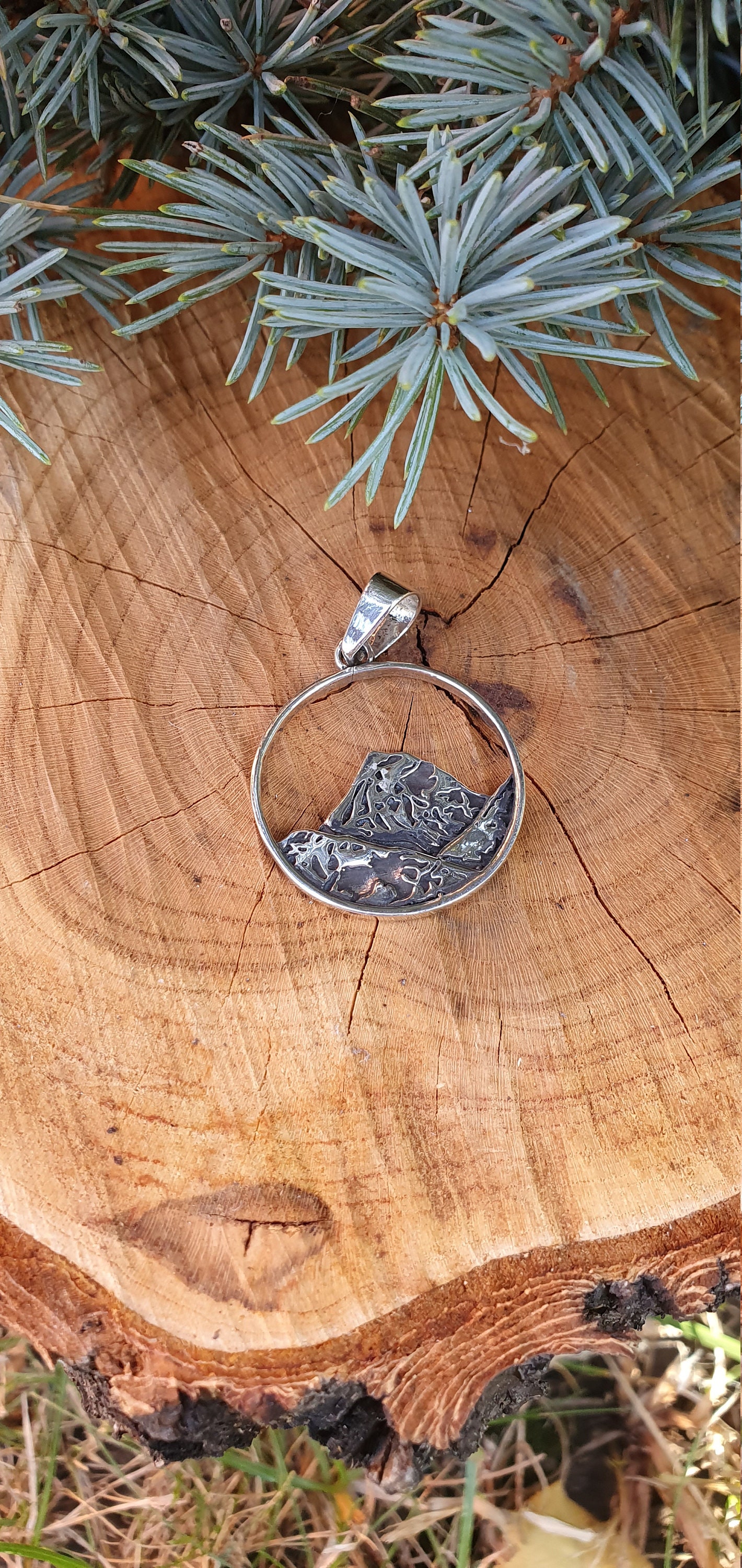 Silver Mountain Pendant Mountain Pendant Pendant in the Form - Etsy