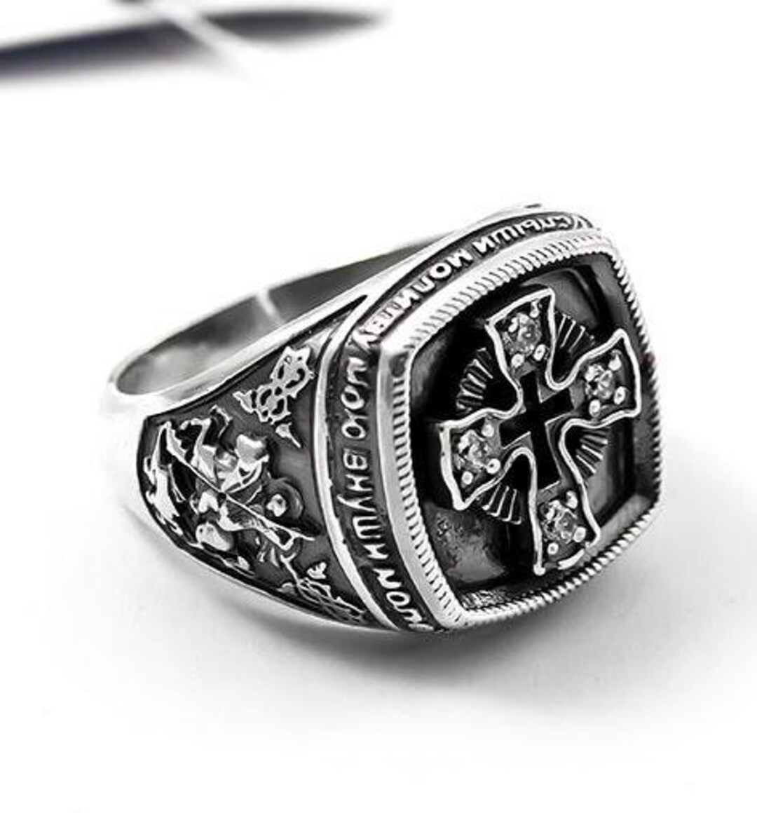 Silver Ring of George the Victorious, Silver Saint George Signet Ring ...