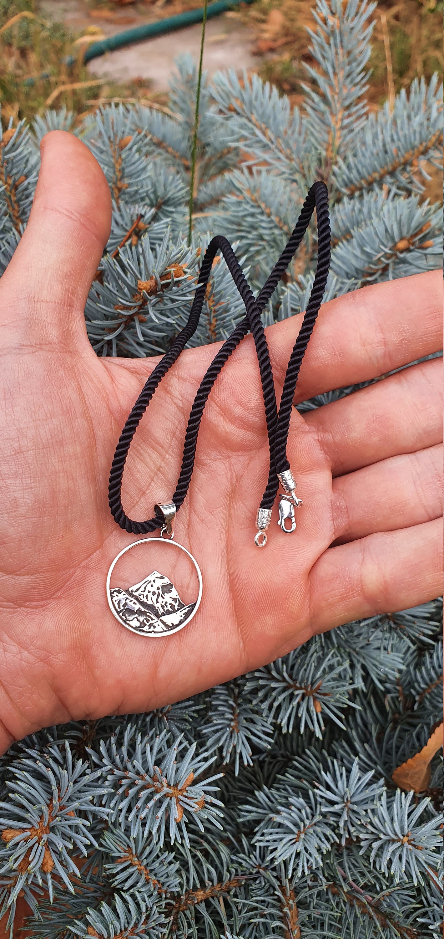 Silver Mountain Pendant Mountain Pendant Pendant in the Form - Etsy