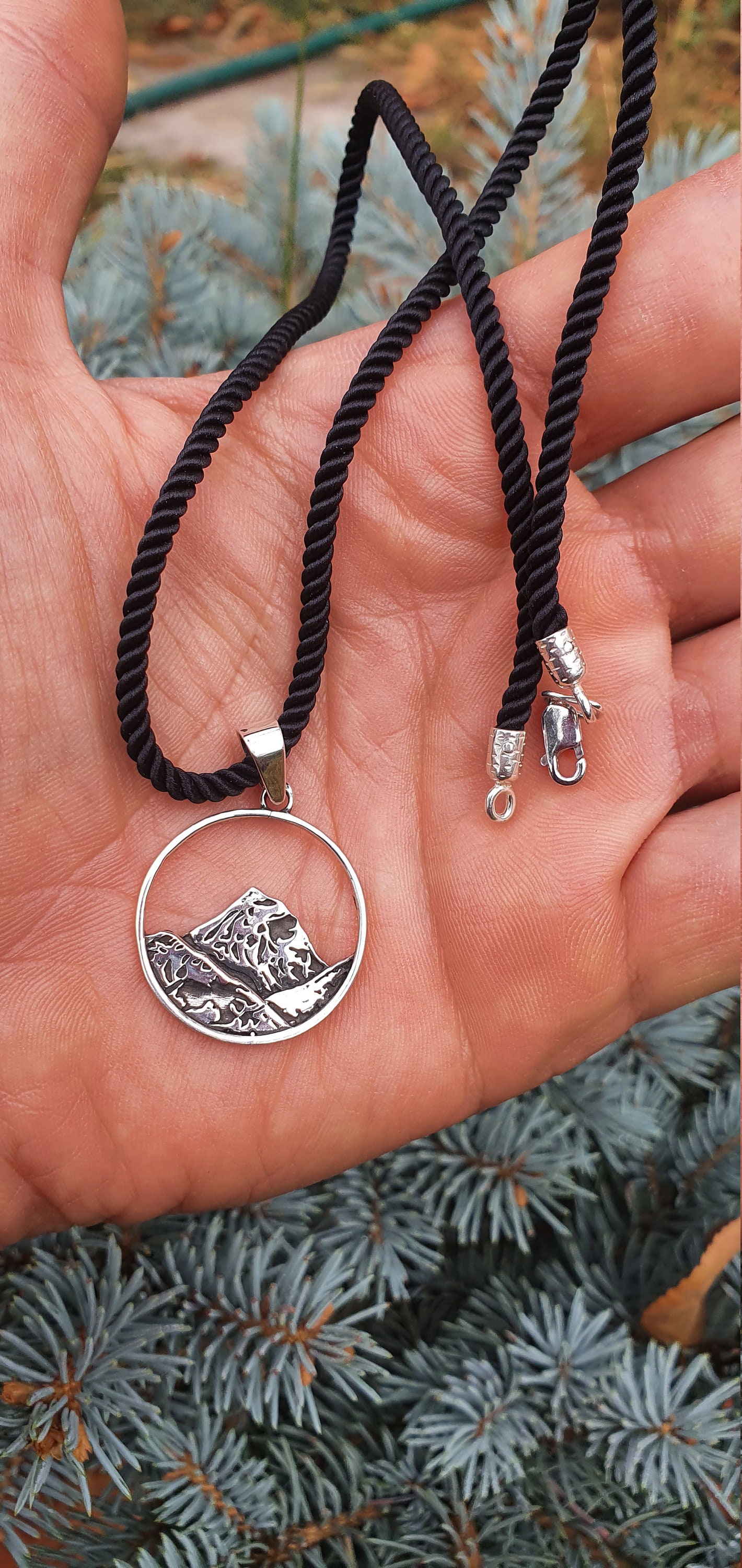 Silver Mountain Pendant Mountain Pendant Pendant in the Form - Etsy