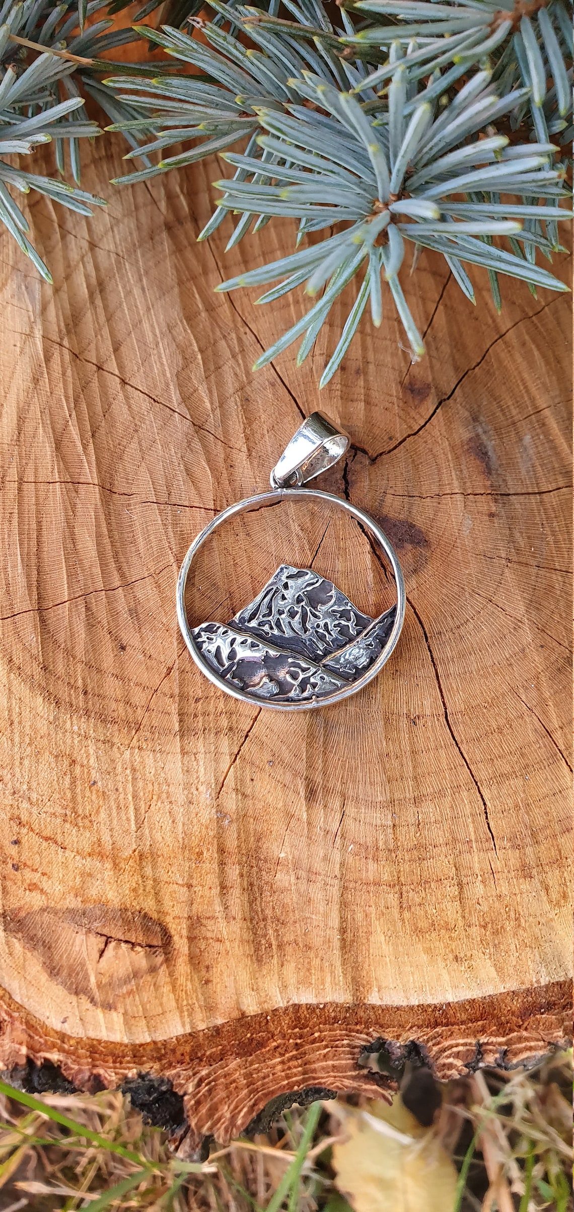 Silver Mountain Pendant mountain pendant pendant in the form | Etsy