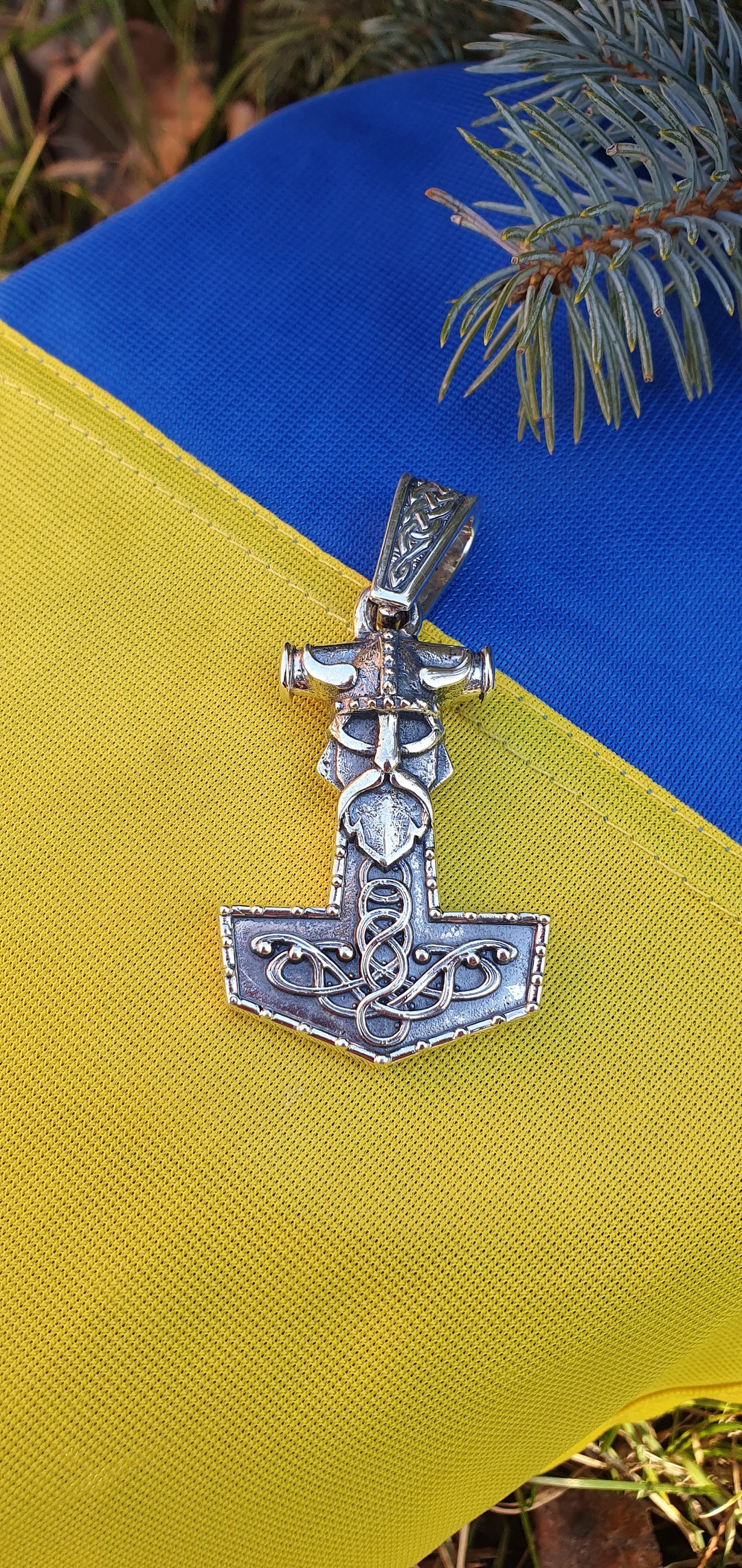 Large Amulet Thor's Hammer Silver, Large Pendant Thor's Hammer Silver ...