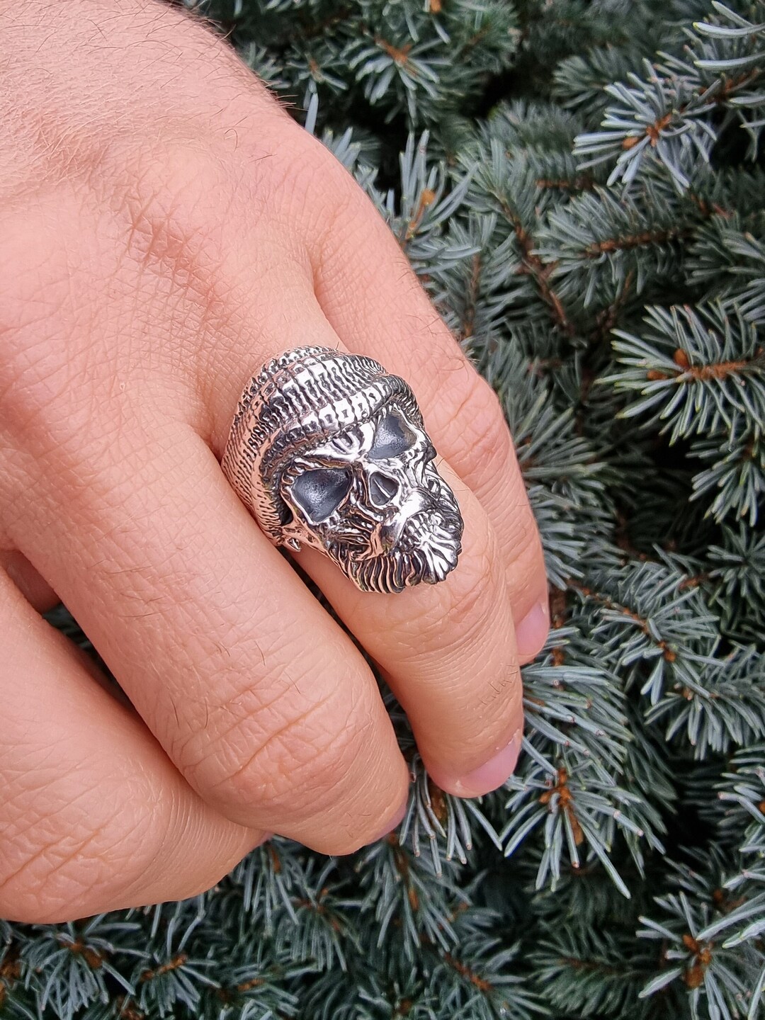 Silver Signet With Skull, Skull Biker Ring, Gothic Silver Skull Ring ...