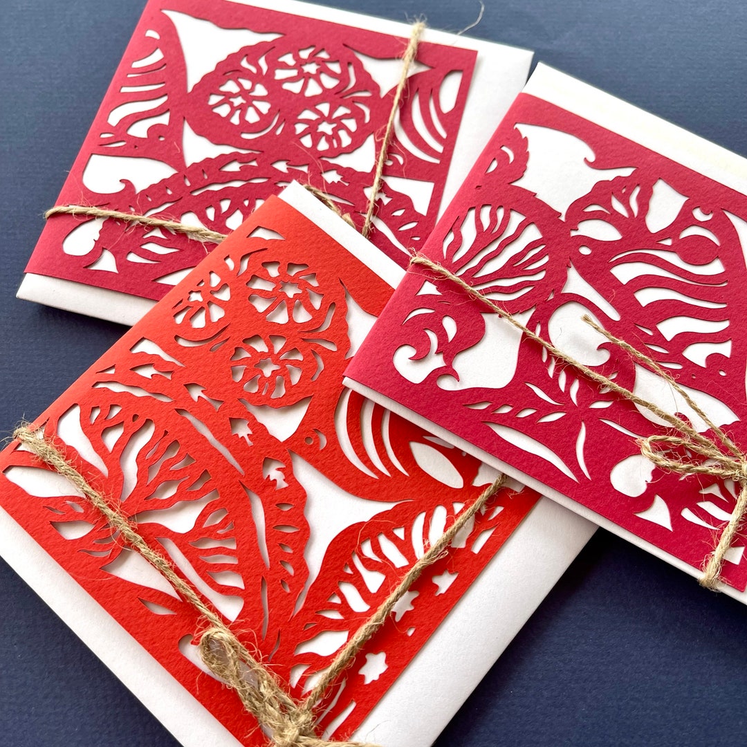 RED SEA (4), Collection of Three Red Greeting Cards With Envelope - Etsy