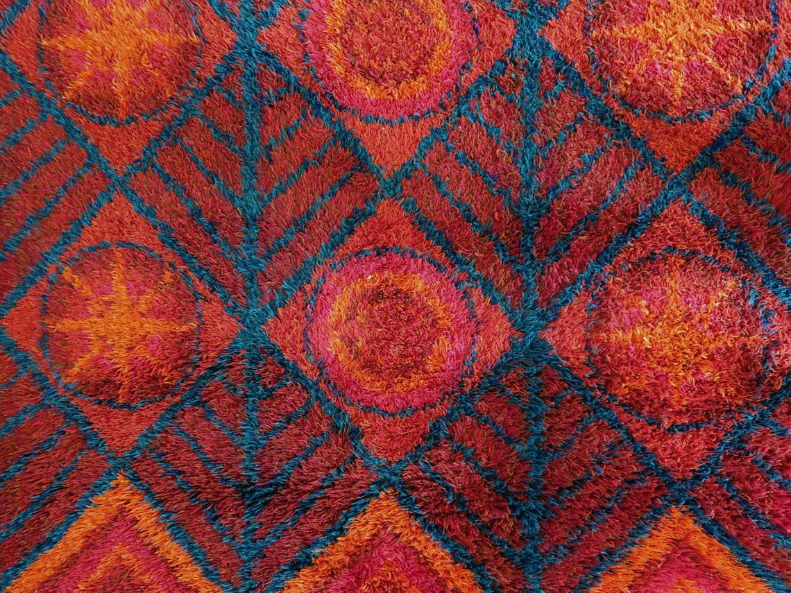 Scandinavian Large Vintage Rya Shag Rug - Etsy