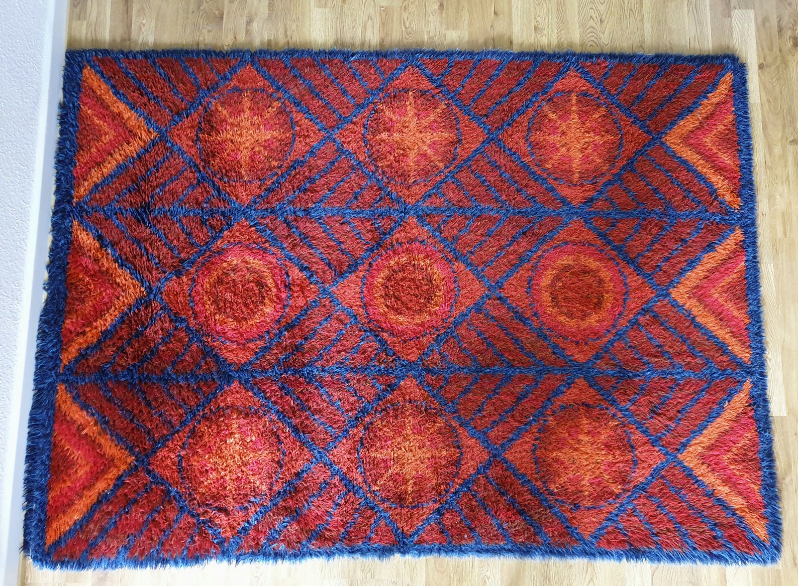 Scandinavian Large Vintage Rya Shag Rug - Etsy