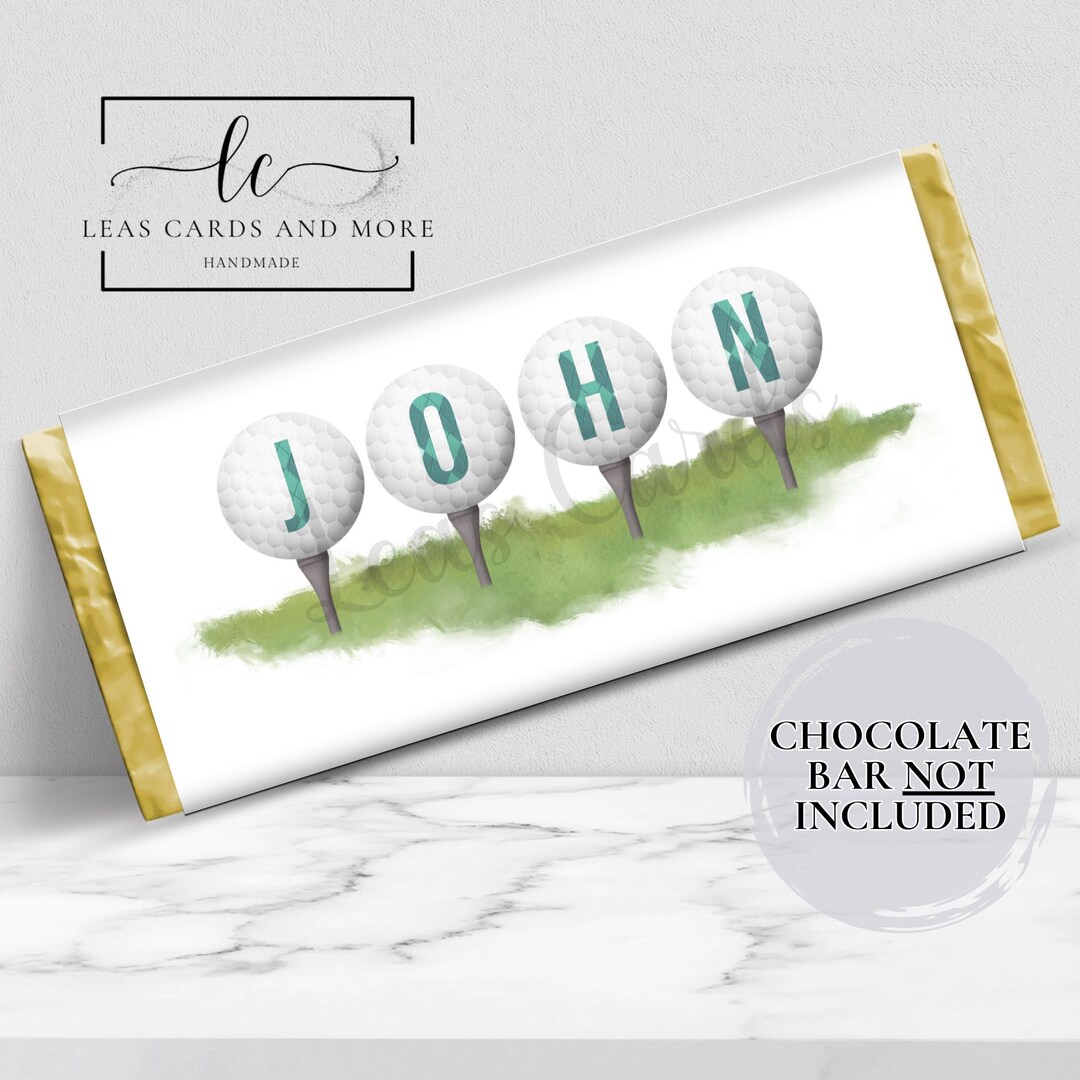 Personalised Handmade Golf Theme Personalised Chocolate Bar Wrapper ...