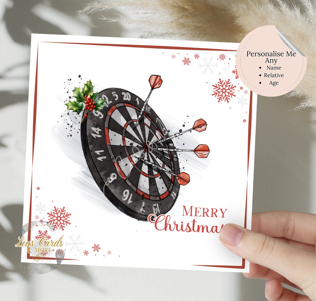 Darts Sport Merry Christmas Card Can Be Personalised Darts - Etsy UK