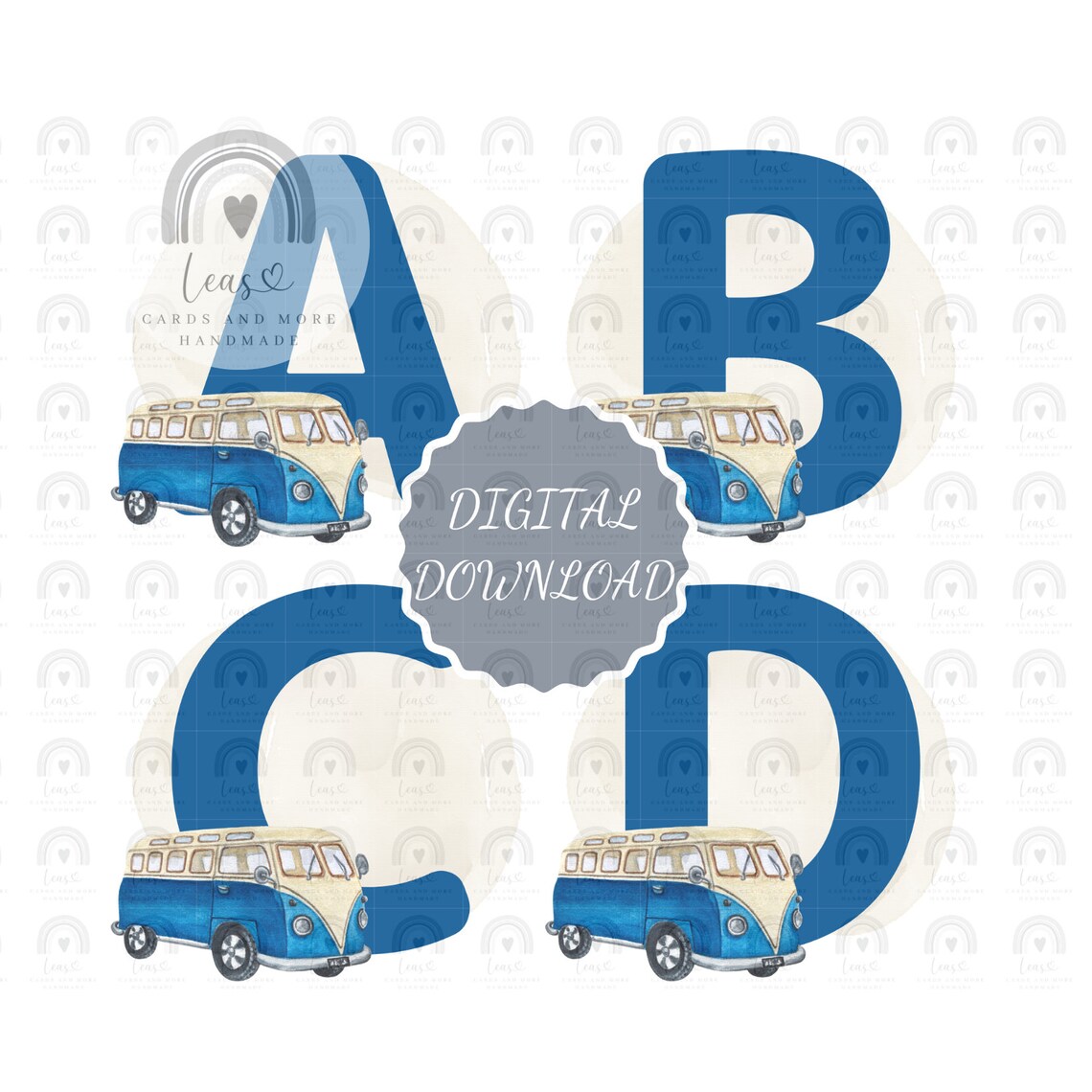 Blue Campervan Alphabet Clipart DIGITAL DOWNLOAD | Etsy