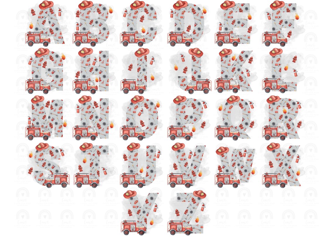 Fire Engine Sublimation Alphabet DIGITAL DOWNLOAD Fire - Etsy