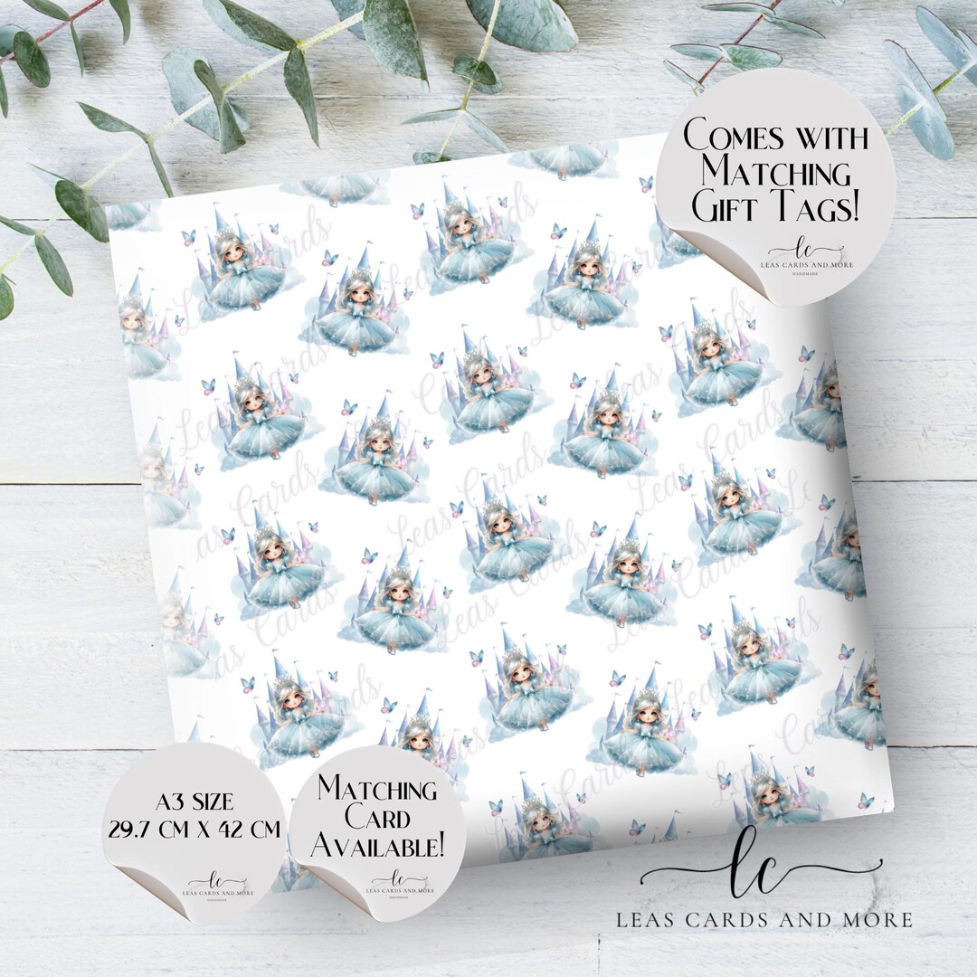 Handmade Blue Princess A3 Size Wrapping Paper, Princess Gift Wrap, A3 ...