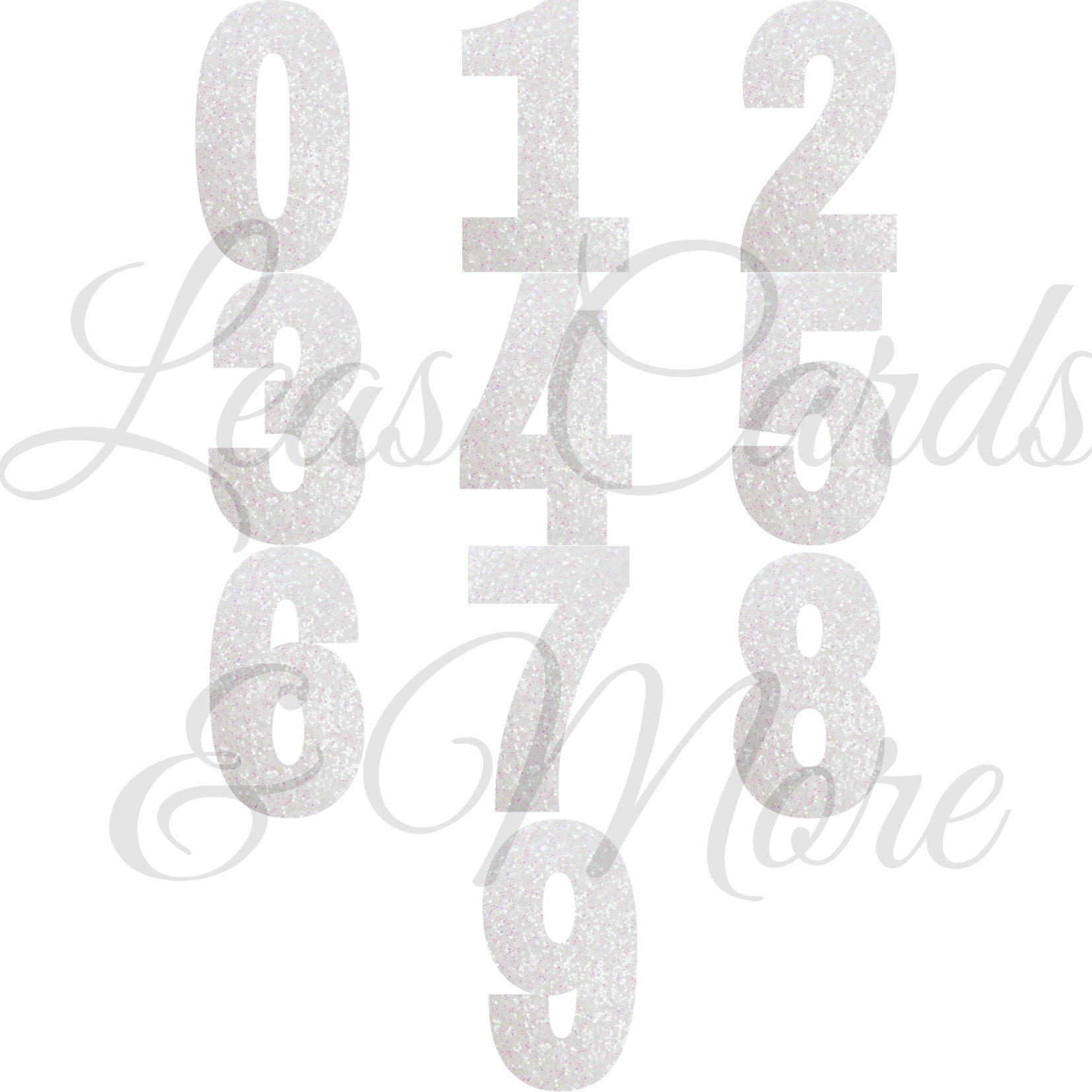 White Glitter Numbers Clipart 26 PNG Files DIGITAL - Etsy