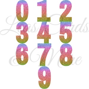 Rainbow Glitter Numbers Clipart - 26 PNG Files *** DIGITAL DOWNLOAD ...