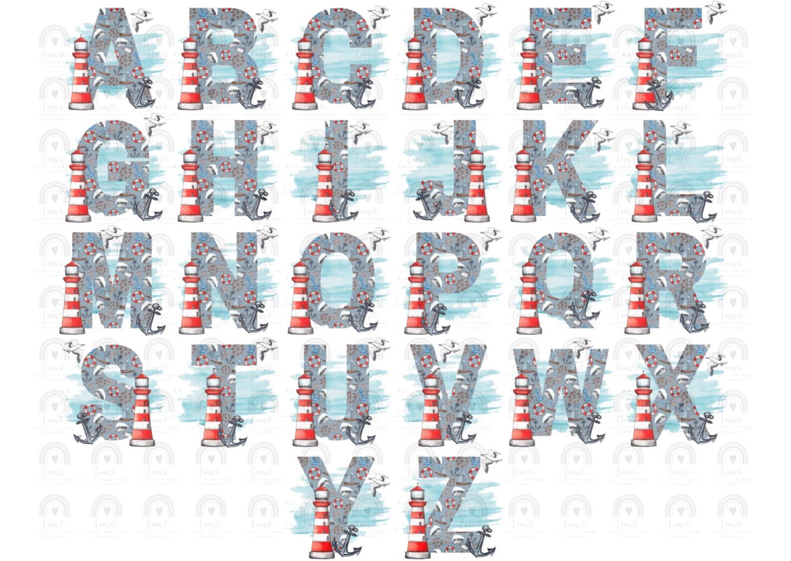 Nautical Sea Lighthouse Alphabet DIGITAL DOWNLOAD - Etsy