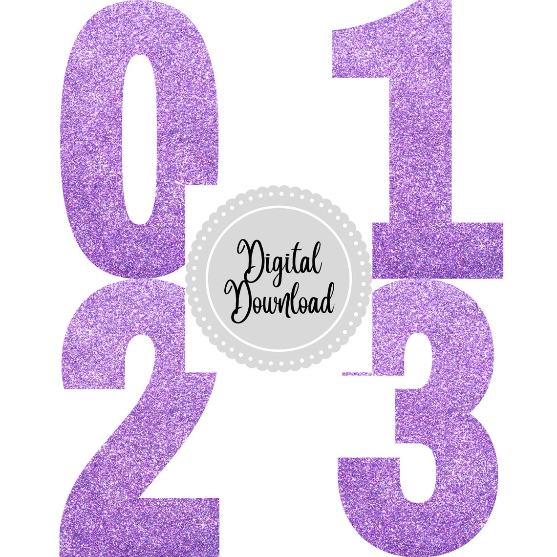 Purple Glitter Numbers Clipart 26 PNG Files DIGITAL | Etsy Ireland