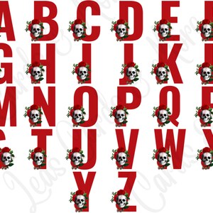 Red Skull Alphabet Clipart DIGITAL DOWNLOAD Skull Clipart, Skull ...
