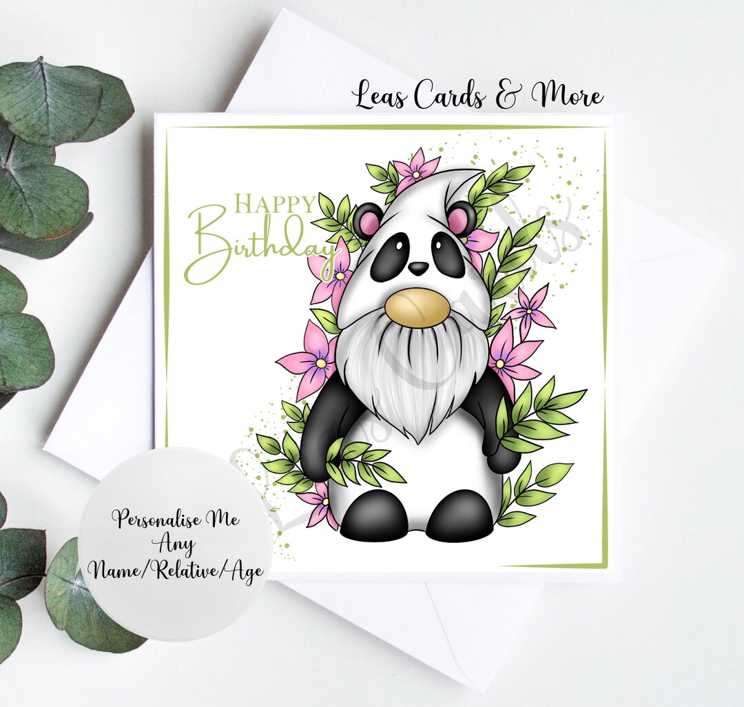 Panda Gnome/gonk Happy Birthday Greeting Card, Panda Gnome Birthday ...