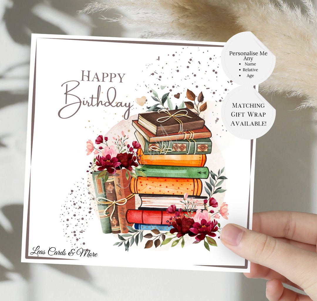 Book Lover Happy Birthday Card, Book Lover Birthday, Book Birthday Card ...