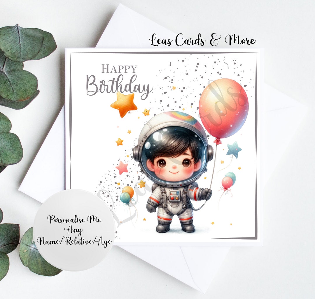 Handmade Astronaut Happy Birthday Children's Card, Astronaut Birthday ...