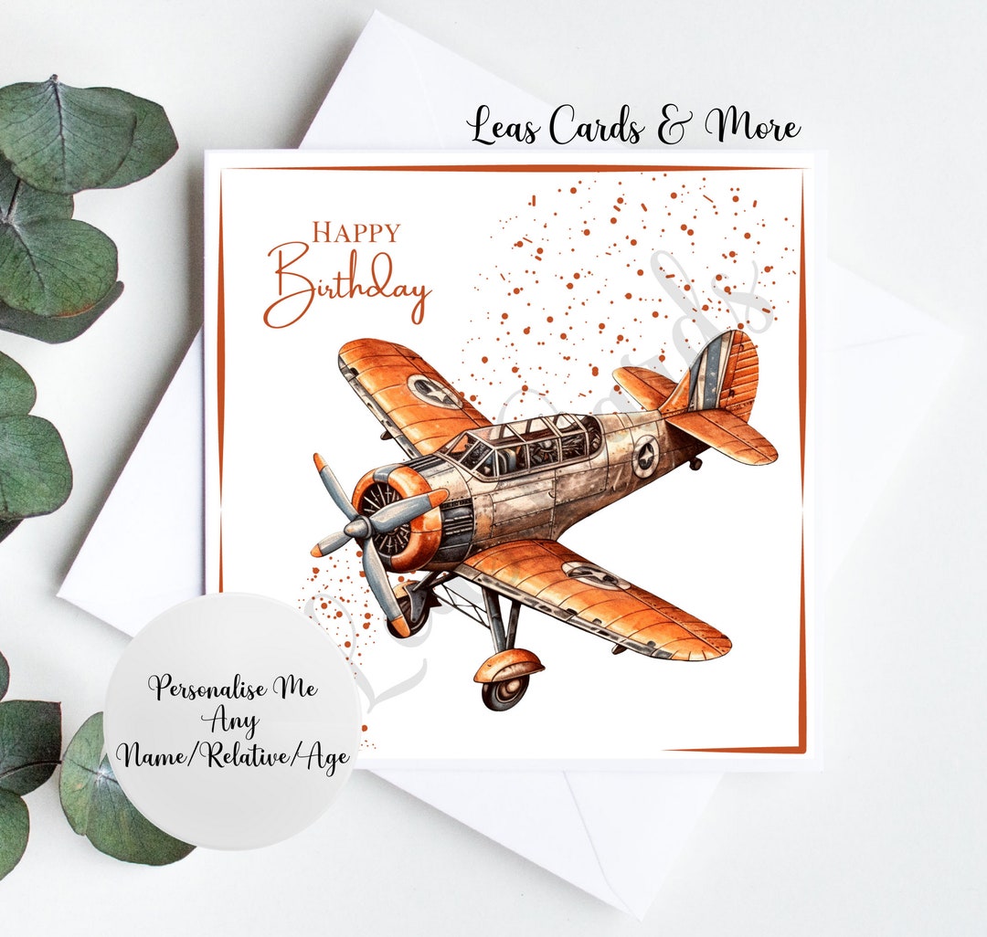 Spitfire Theme Happy Birthday Card, Army Plane, Fighter Jet, Army ...