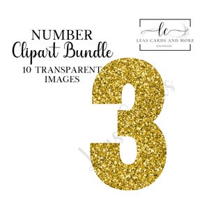 Gold Glitter Numbers Clipart - 26 PNG Files *** DIGITAL DOWNLOAD ...