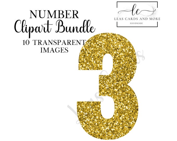 Gold Glitter Numbers Clipart Set / Text Graphics / Faux Sparkle / ABC ...