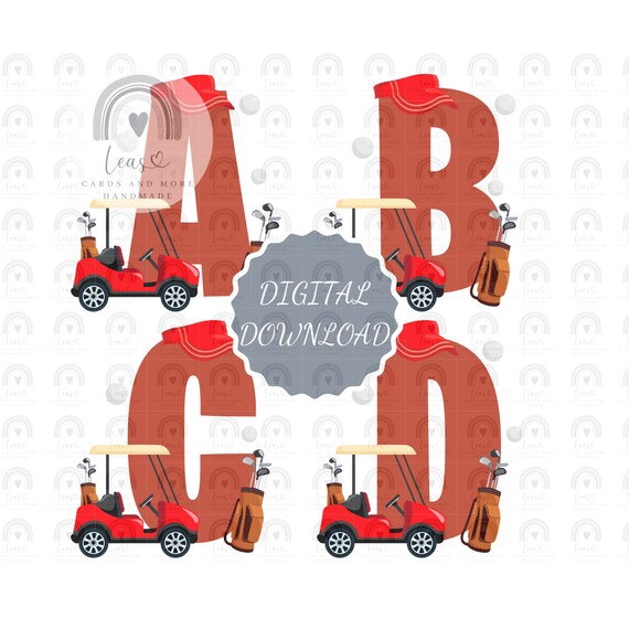 Red Golfing Sublimation Alphabet Clipart DIGITAL DOWNLOAD - Etsy