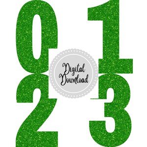 Green Glitter Numbers Clipart 26 PNG Files DIGITAL - Etsy