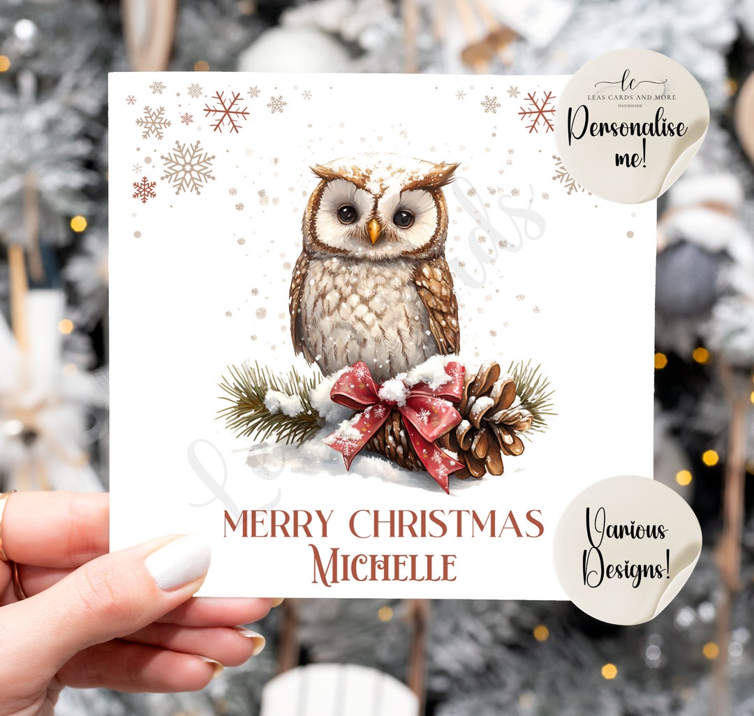 VARIOUS OWL DESIGNS Handmade Owl Christmas Card, Owl Christmas Card ...