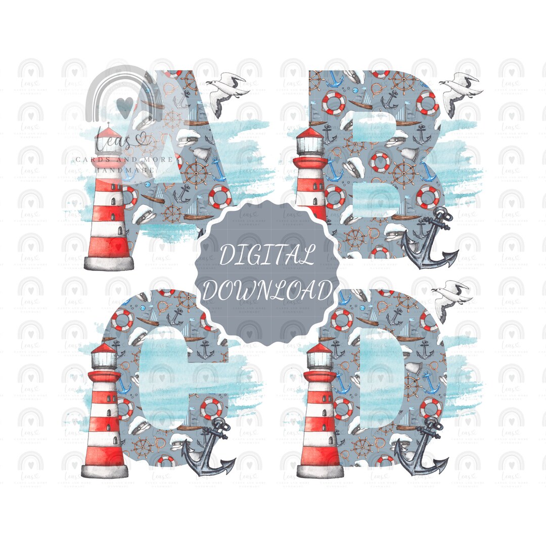 Nautical Sea Lighthouse Alphabet DIGITAL DOWNLOAD - Etsy