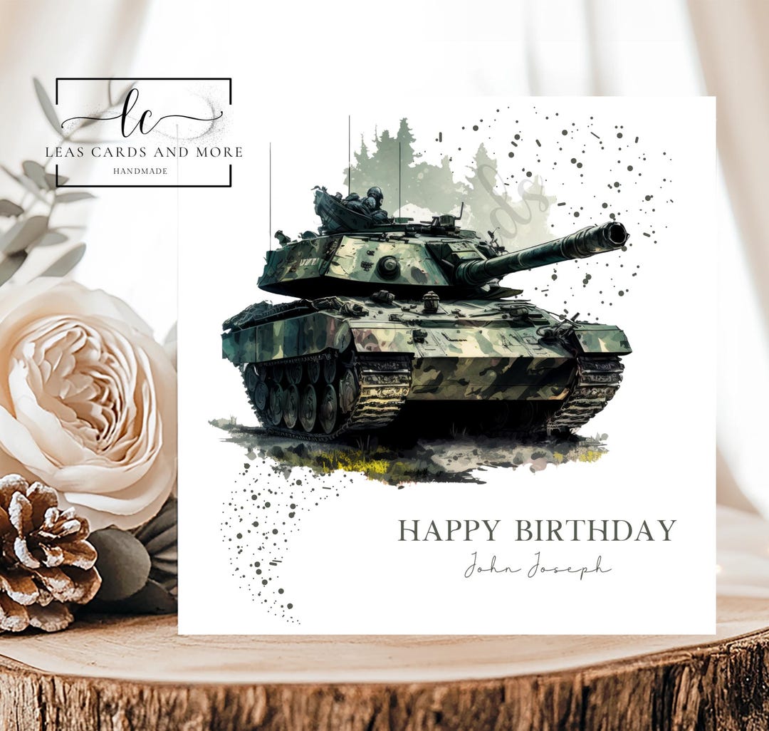 VARIOUS DESIGNS - Handmade Army Tank Happy Birthday Card, Army Tank ...