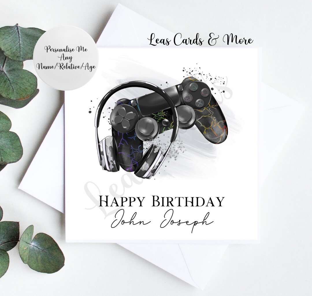 VARIOUS DESIGNS Gaming Controller Happy Birthday Card, Can Be ...