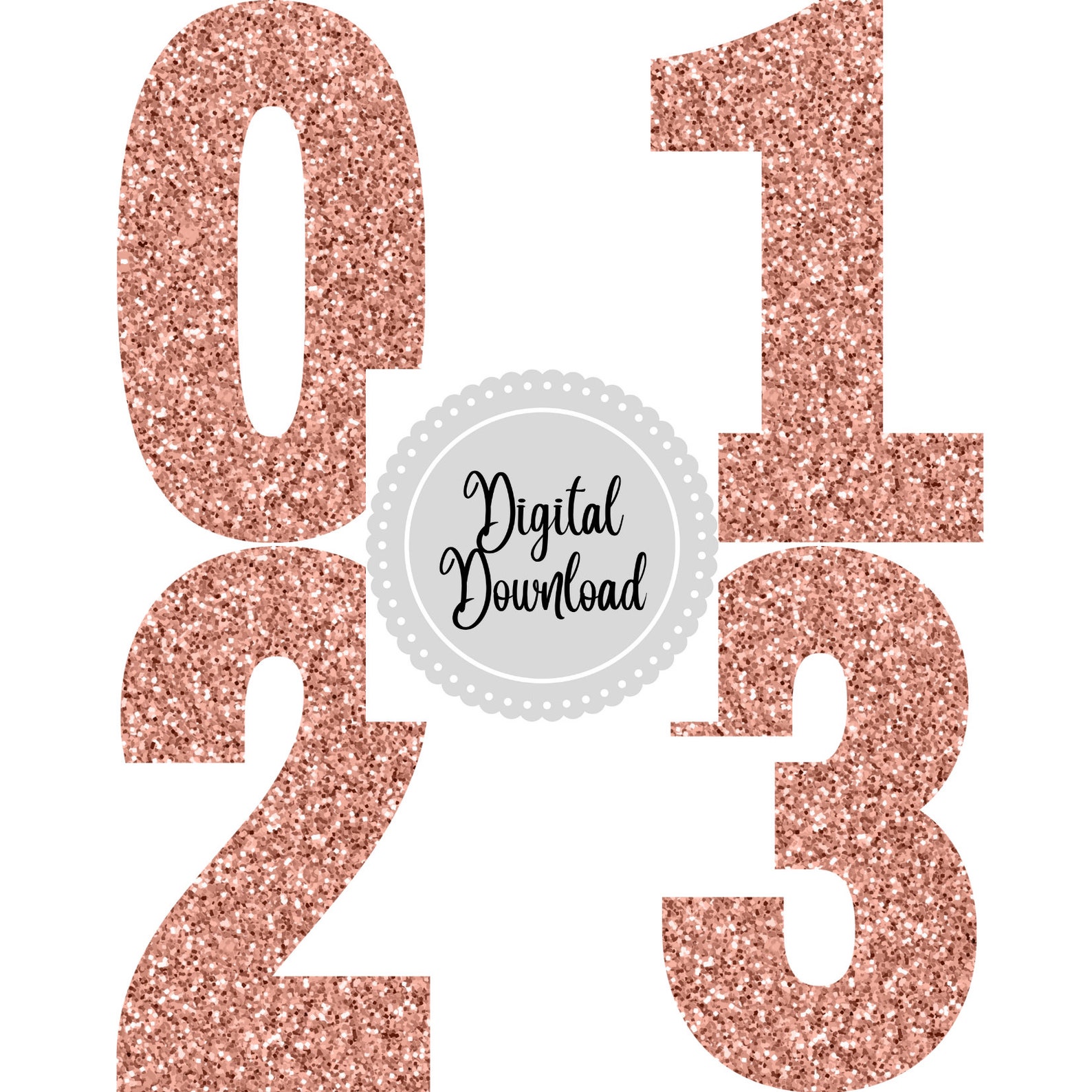 Rose Gold Glitter Numbers Clipart 26 PNG Files DIGITAL | Etsy