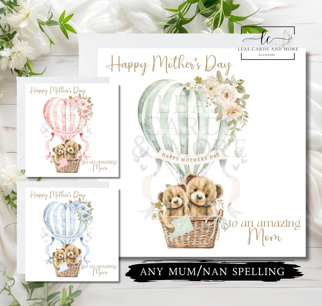 Any Mum Spelling - Handmade Teddy Bear Hot Air Balloon - Mother's Day ...