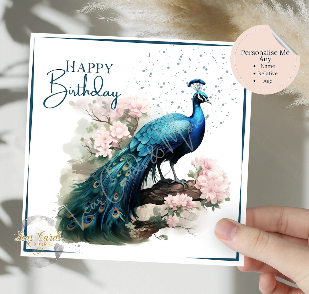 Handmade Floral Peacock Happy Birthday Card Peacock Birthday - Etsy
