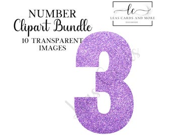 Digital Glitter Numbers Clipart - Etsy