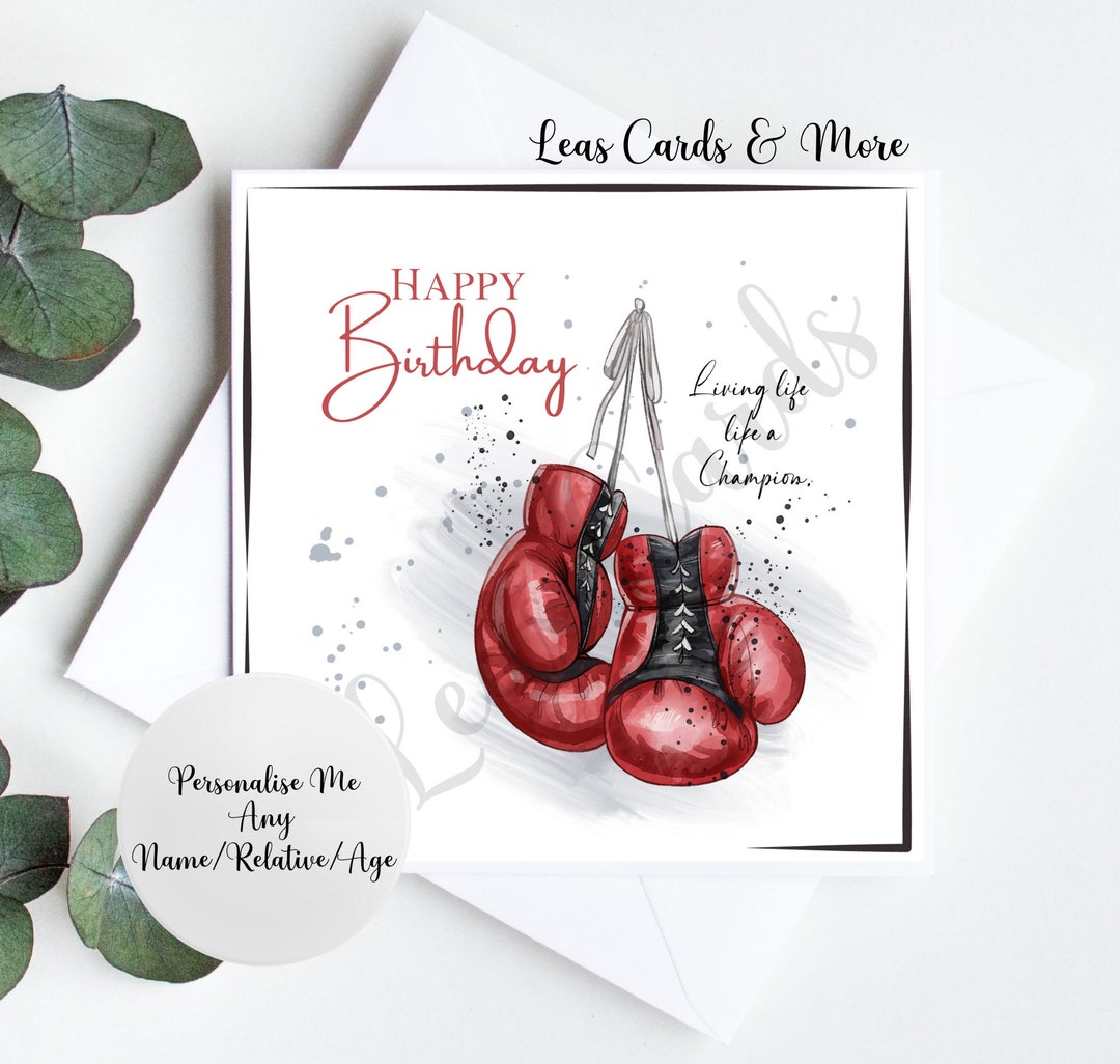 Boxing Glove Theme Happy Birthday Card, Boxing A3 Gift Wrap, Boxing ...