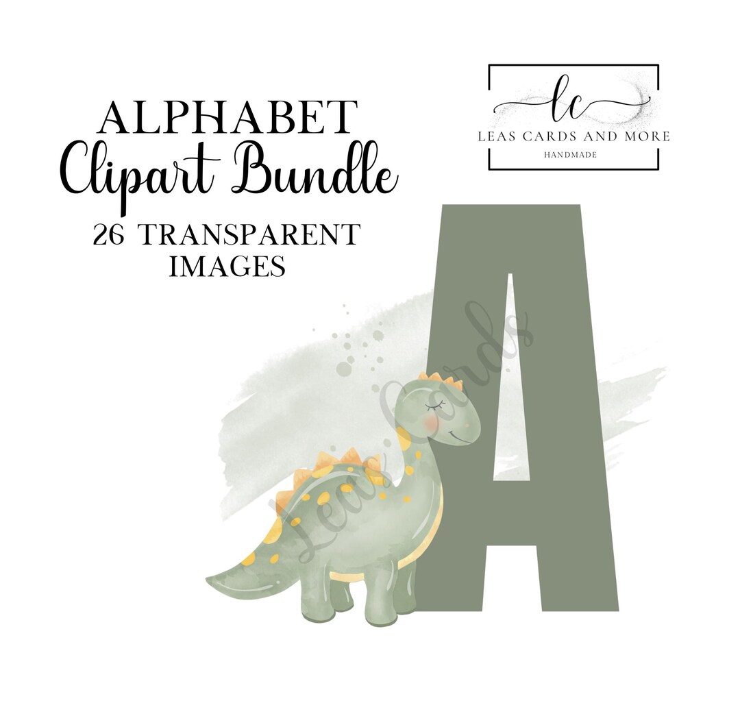 Full Green Dinosaur Alphabet Clipart 26 Letters A-Z *** DIGITAL ...