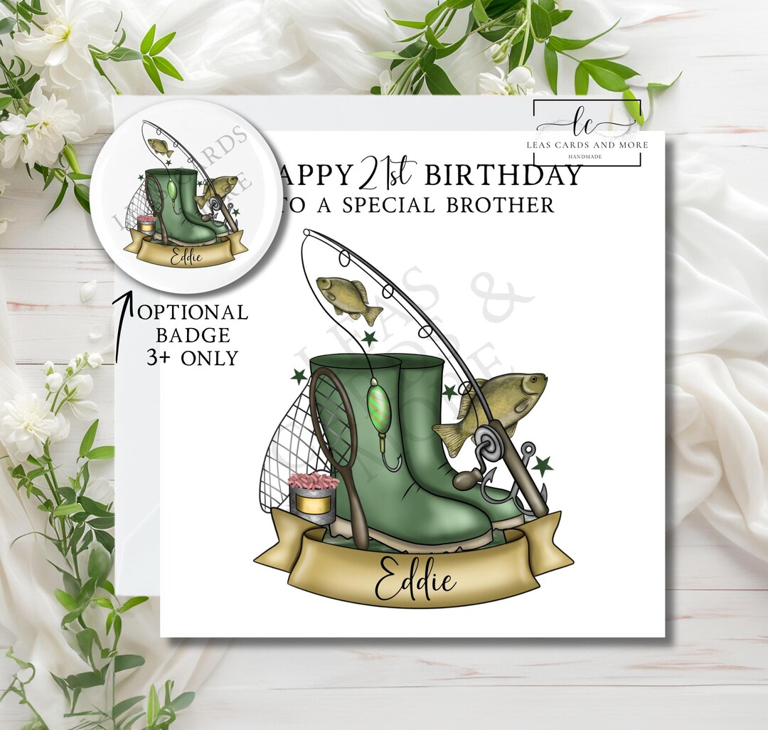 Handmade Fishing Birthday Card, Personalised Fishing Theme Happy ...