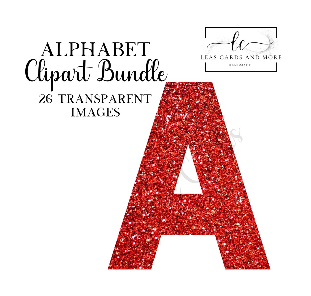 Red Glitter Clipart - 26 PNG Files *** DIGITAL DOWNLOAD ***, Alphabet ...