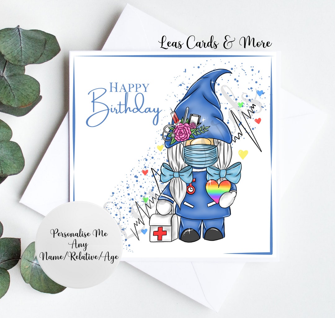 Nurse Blue Scrubs Happy Birthday Card, Nurse Birthday Card, Midwife ...