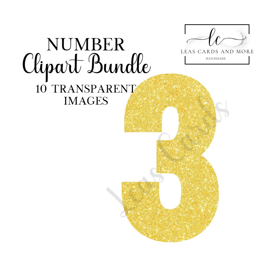 Yellow Glitter Numbers Clipart - 26 PNG Files *** DIGITAL DOWNLOAD ...