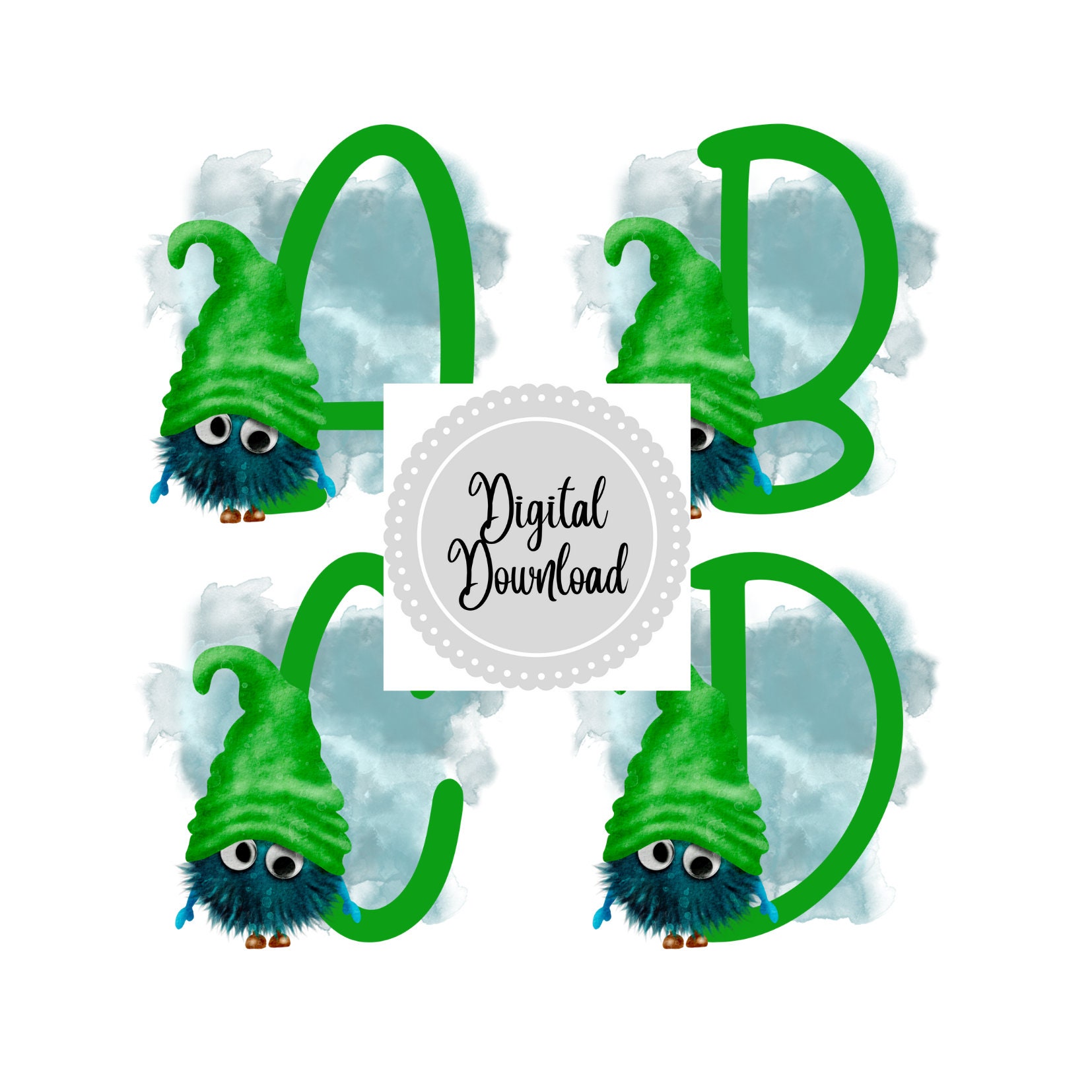 Green Monster Alphabet DIGITAL DOWNLOAD Monster - Etsy
