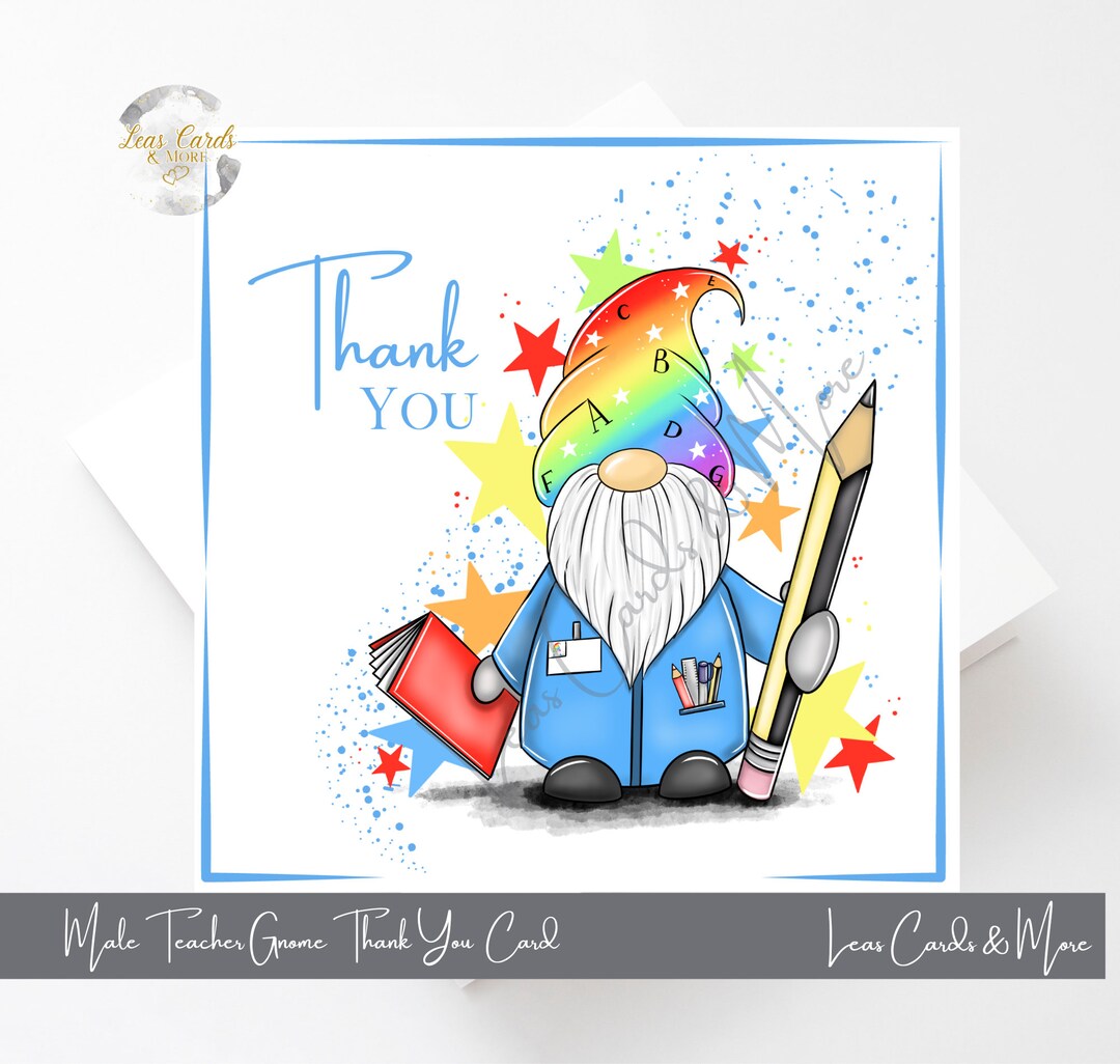 Teacher Gonk/gnome Thankyou Card Teacher Gonk Male Teacher - Etsy UK