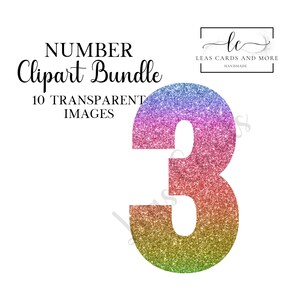 Rainbow Glitter Numbers Clipart - 26 PNG Files *** DIGITAL DOWNLOAD ...