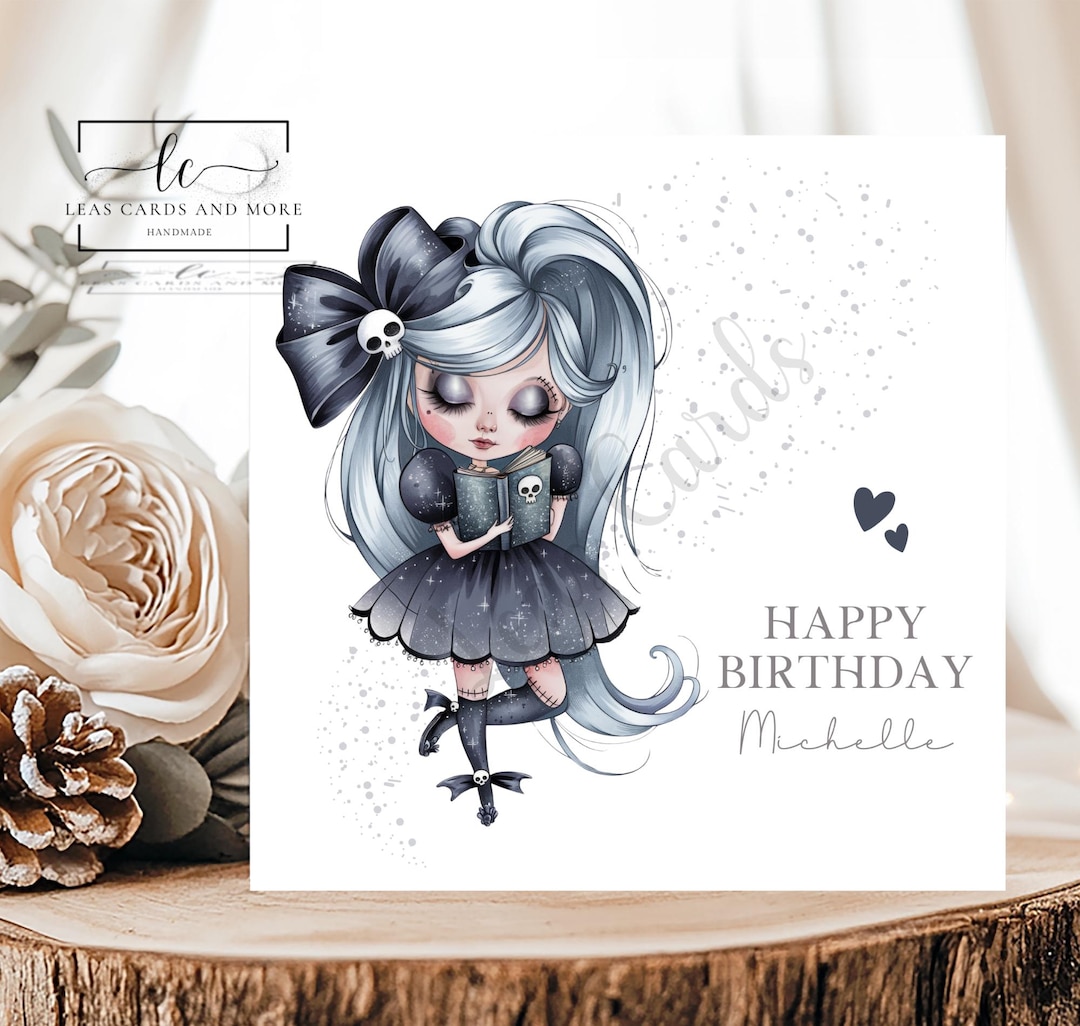 Gothic Girl Theme Happy Birthday Card, Gothic Birthday Card, Gothic ...