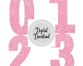 Red Glitter Numbers Clipart 26 PNG Files DIGITAL | Etsy