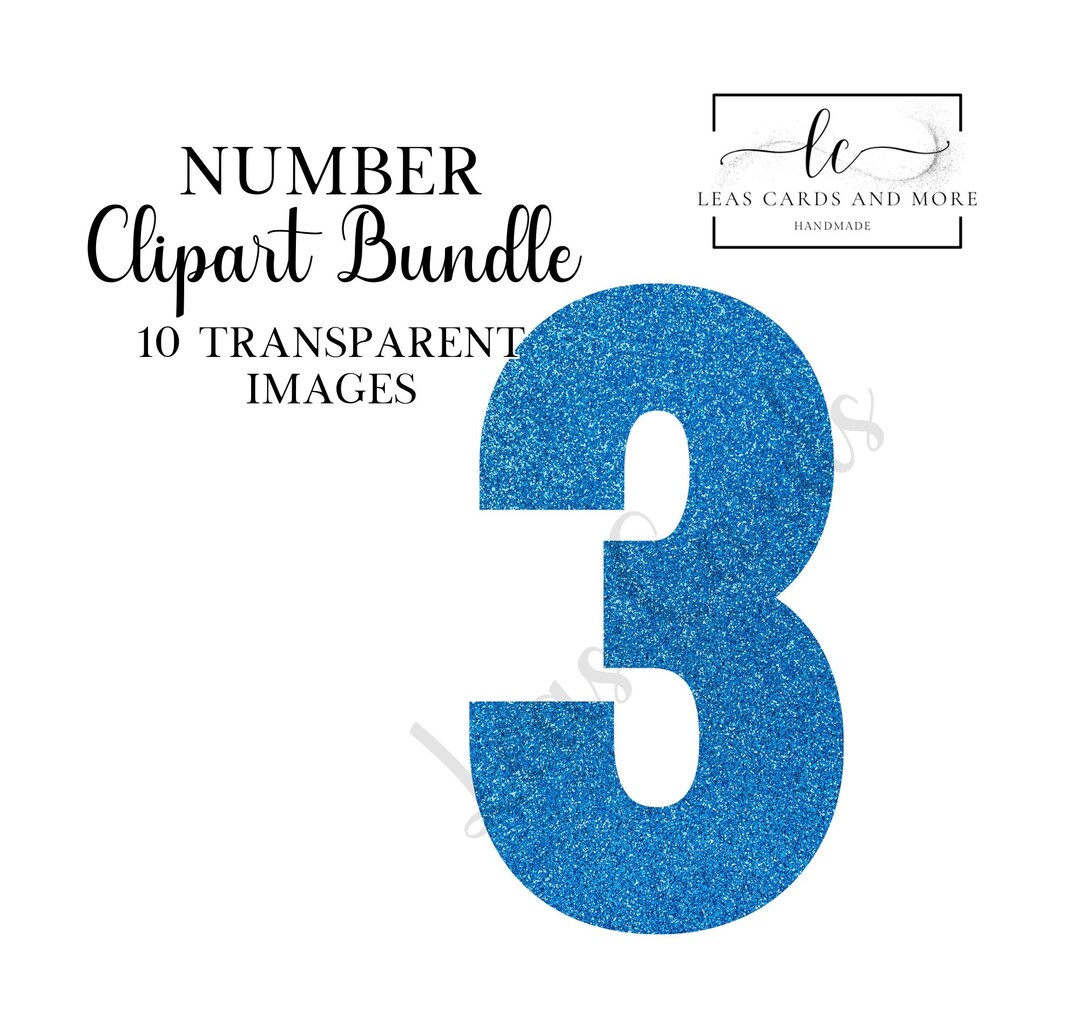 Blue Glitter Numbers Clipart - 26 PNG Files *** DIGITAL DOWNLOAD ...